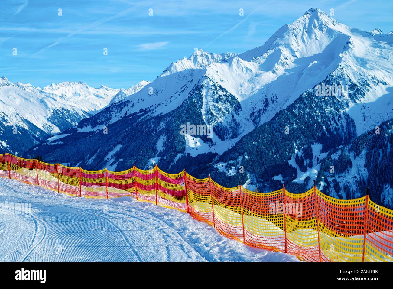 Fencing mesh in Penken Park ski resort in Austria Stock Photo - Alamy