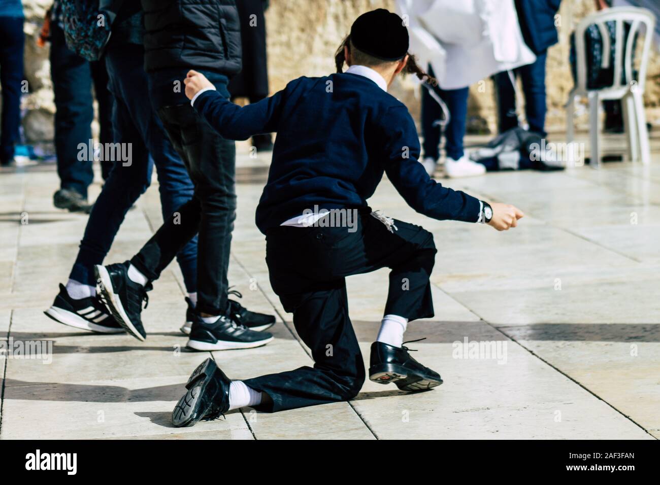 Jerusalem Israel December 12, 2019 View of unknown kids participating ...
