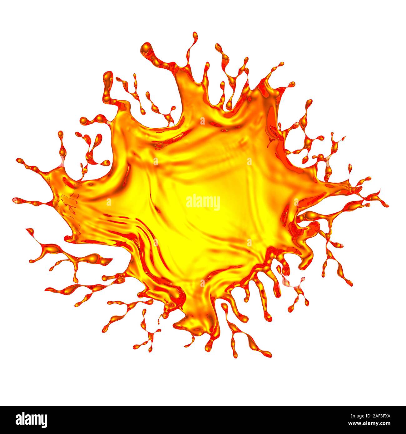 Transparent orange splash isolated on white background. 3d rendering ...