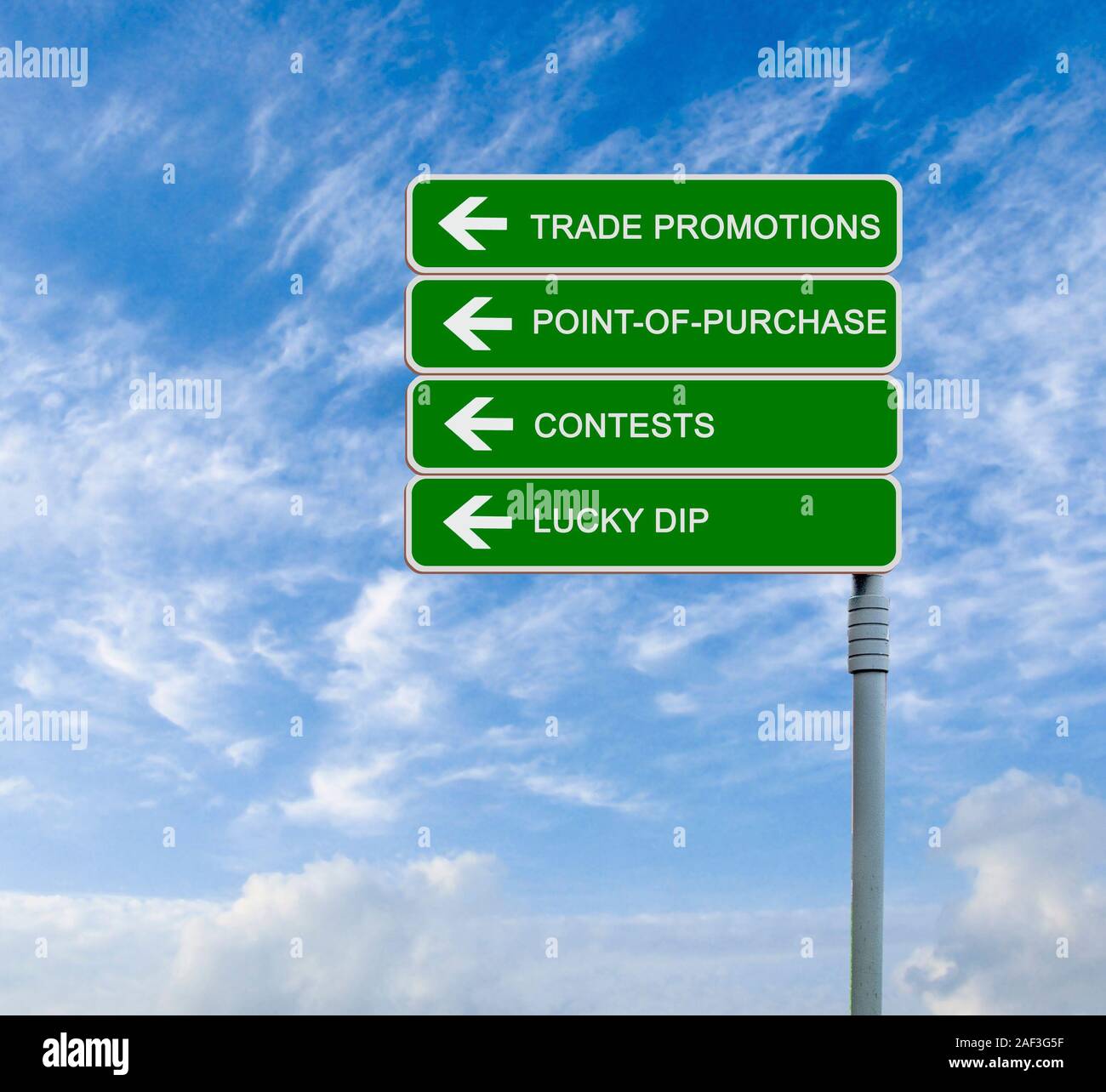 Road signs to Trade Promotions Stock Photo - Alamy