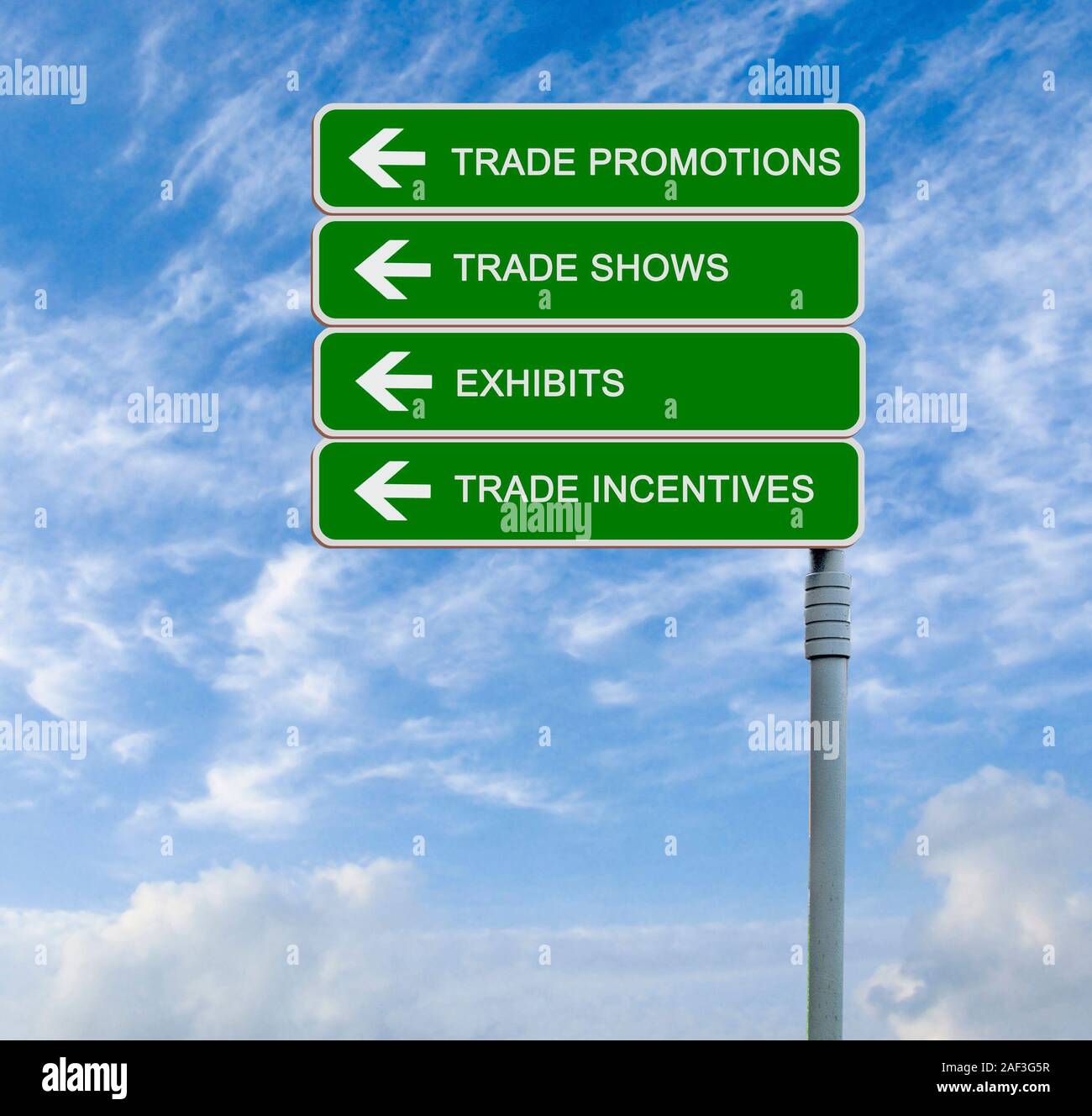 Road signs to Trade Promotions Stock Photo - Alamy