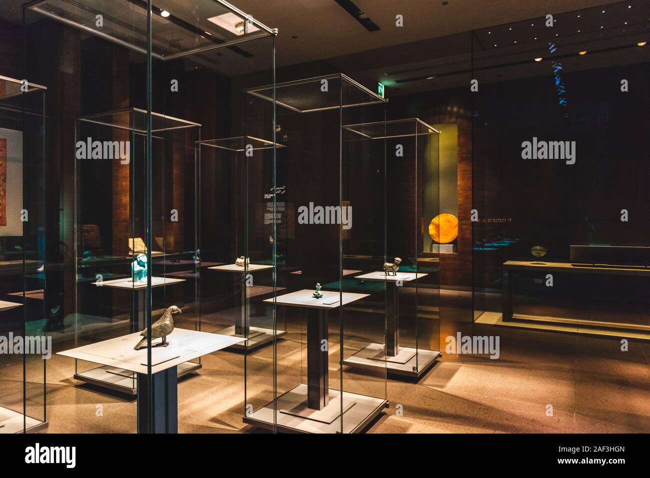 Doha, Qatar - July 31, 2019: Ancient artifacts on display at the Museum ...