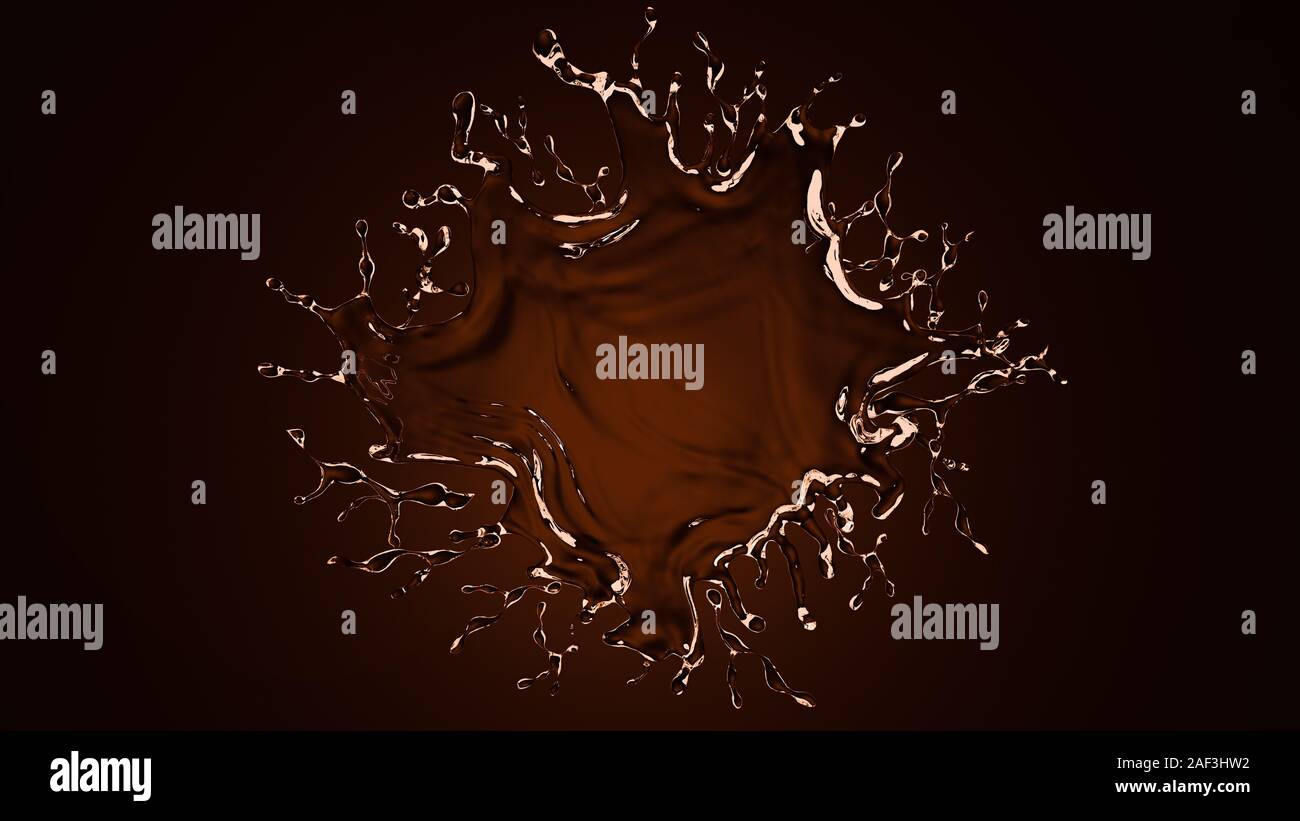 The isolated red splash in the water with splashes and drops on a black ...