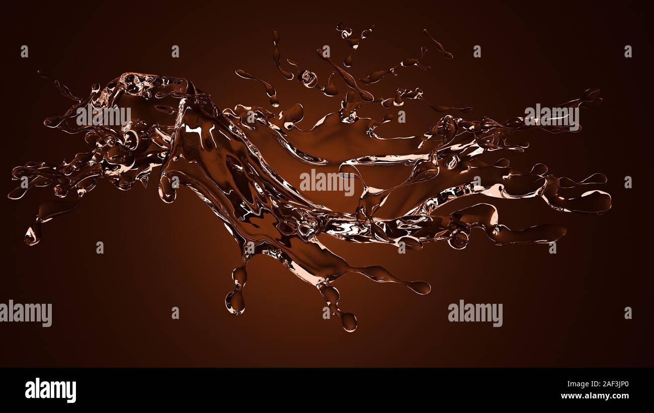 The isolated red splash in the water with splashes and drops on a black ...