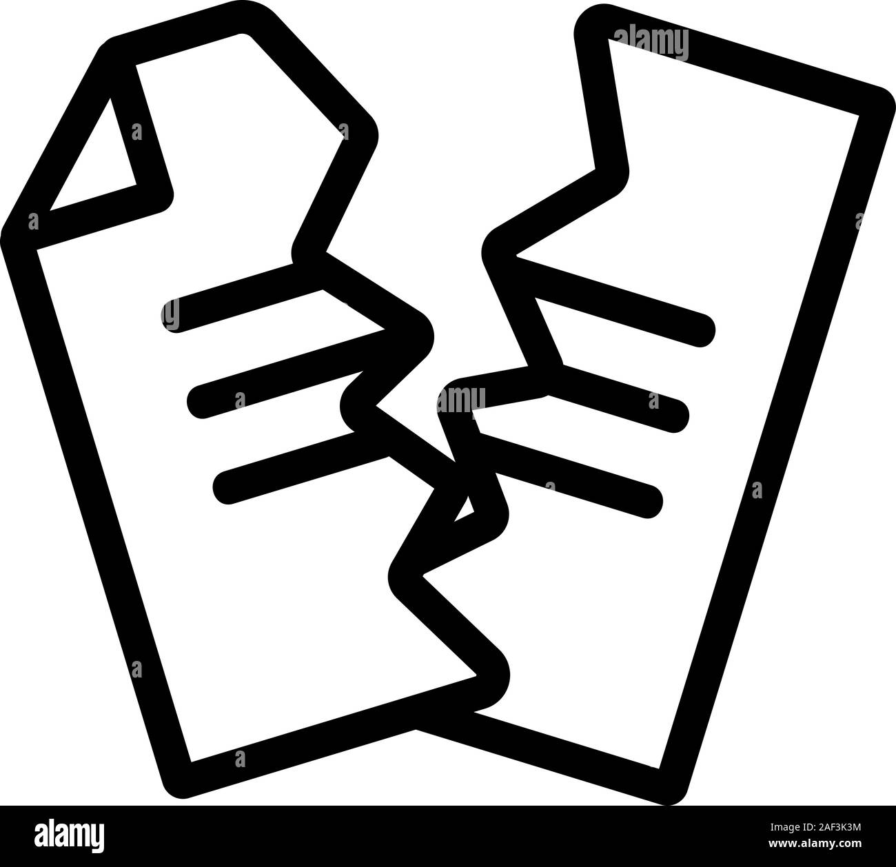 damaged document icon vector. Isolated contour symbol illustration ...