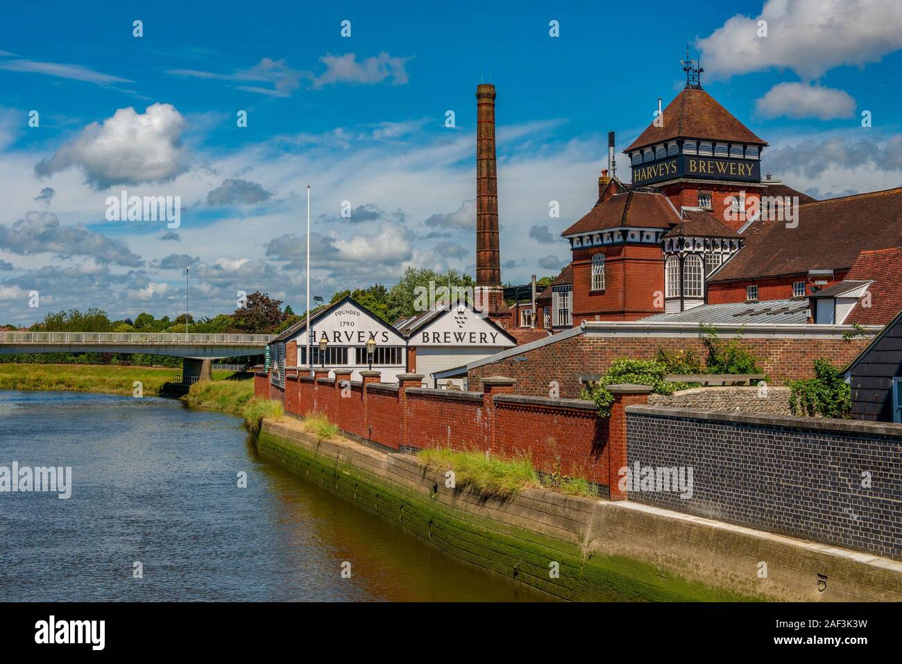 Harvey's brewery as seen from the Cliffe Bridge. Lewes, England Stock ...