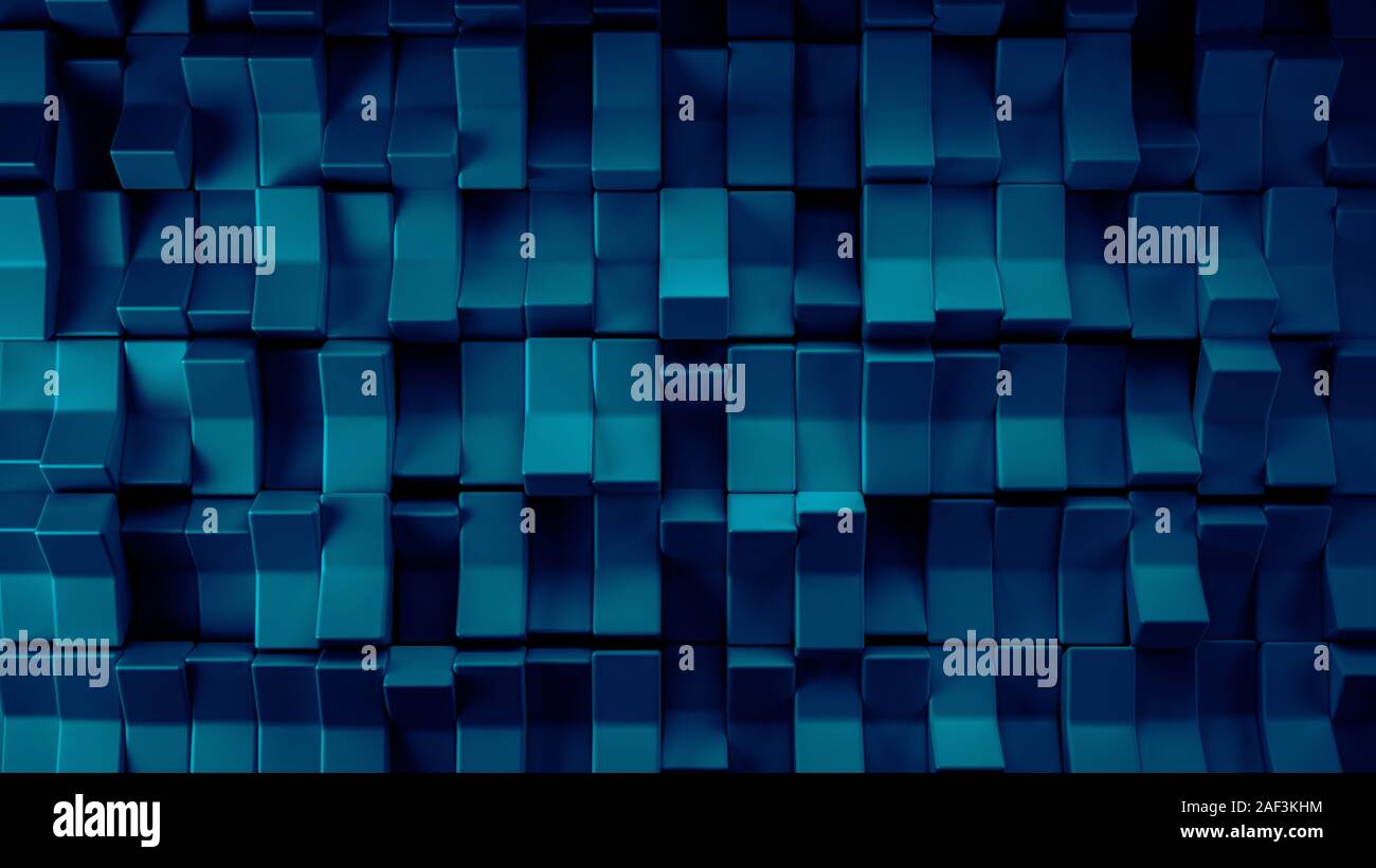 Dark, azure, blue and green background with three-dimensional shapes ...