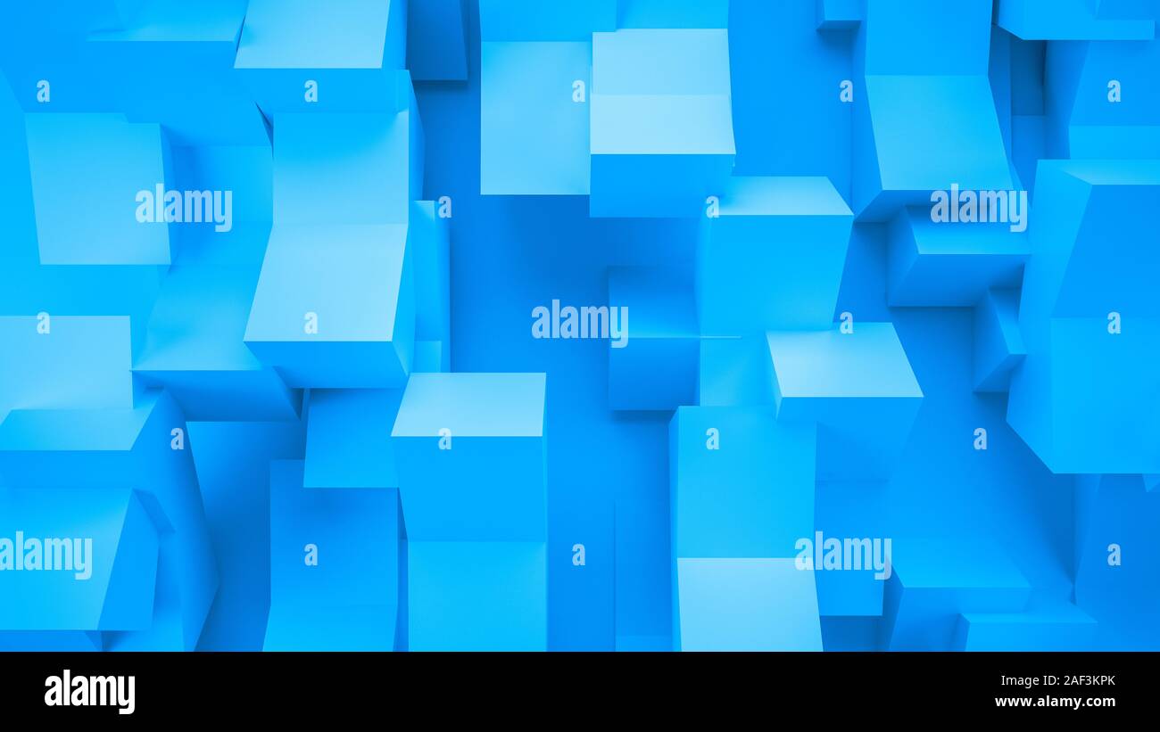 Azure abstract background with cube shapes, 3d rendering, 3d ...