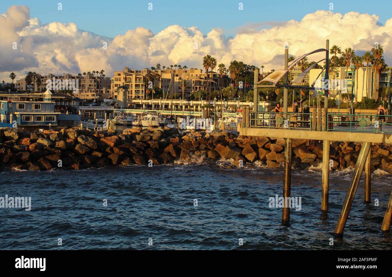 King Harbor and the Redondo Beach Pier with Big Clouds in the ...