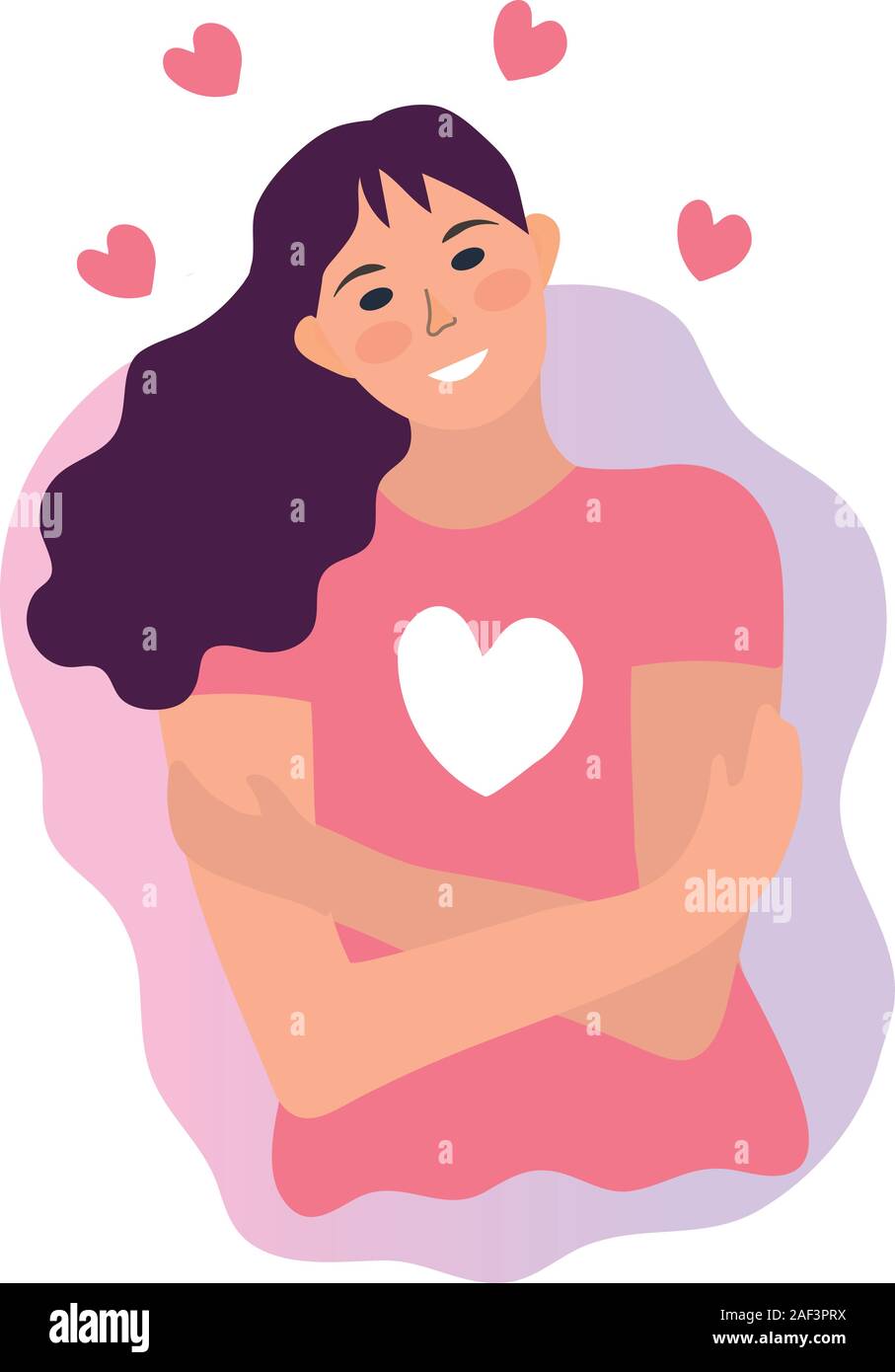 Love Yourself Girl Hugs Herself Narcissistic Self Confident People