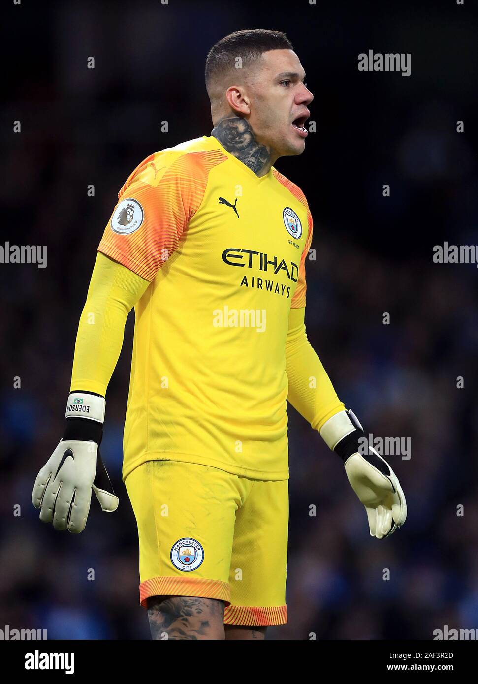 Manchester City goalkeeper Ederson during the Premier League match at ...