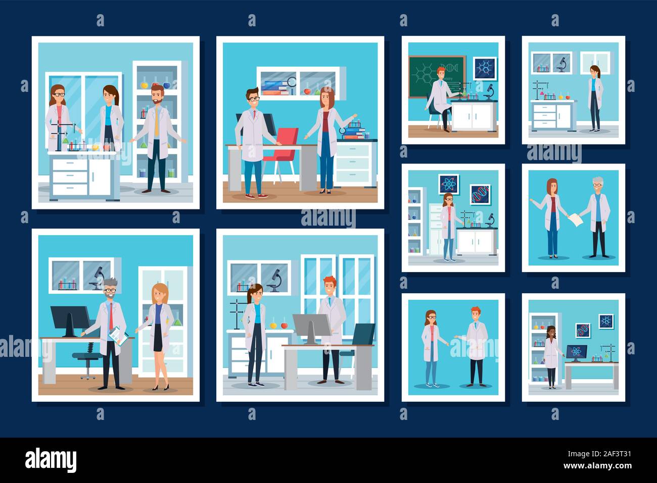 bundle laboratory scenes with group scientific Stock Vector Image & Art ...