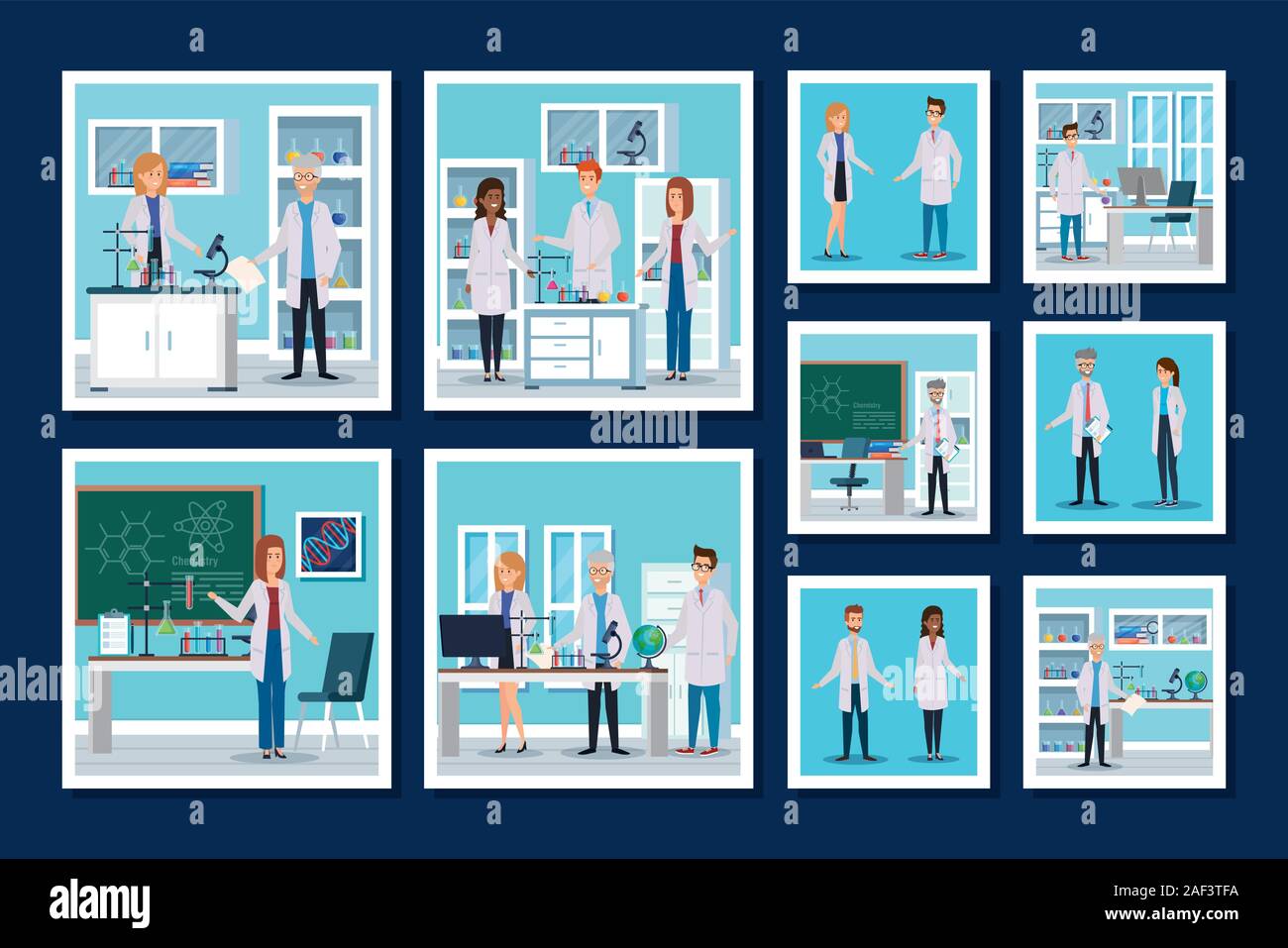 bundle laboratory scenes with group scientific Stock Vector Image & Art ...