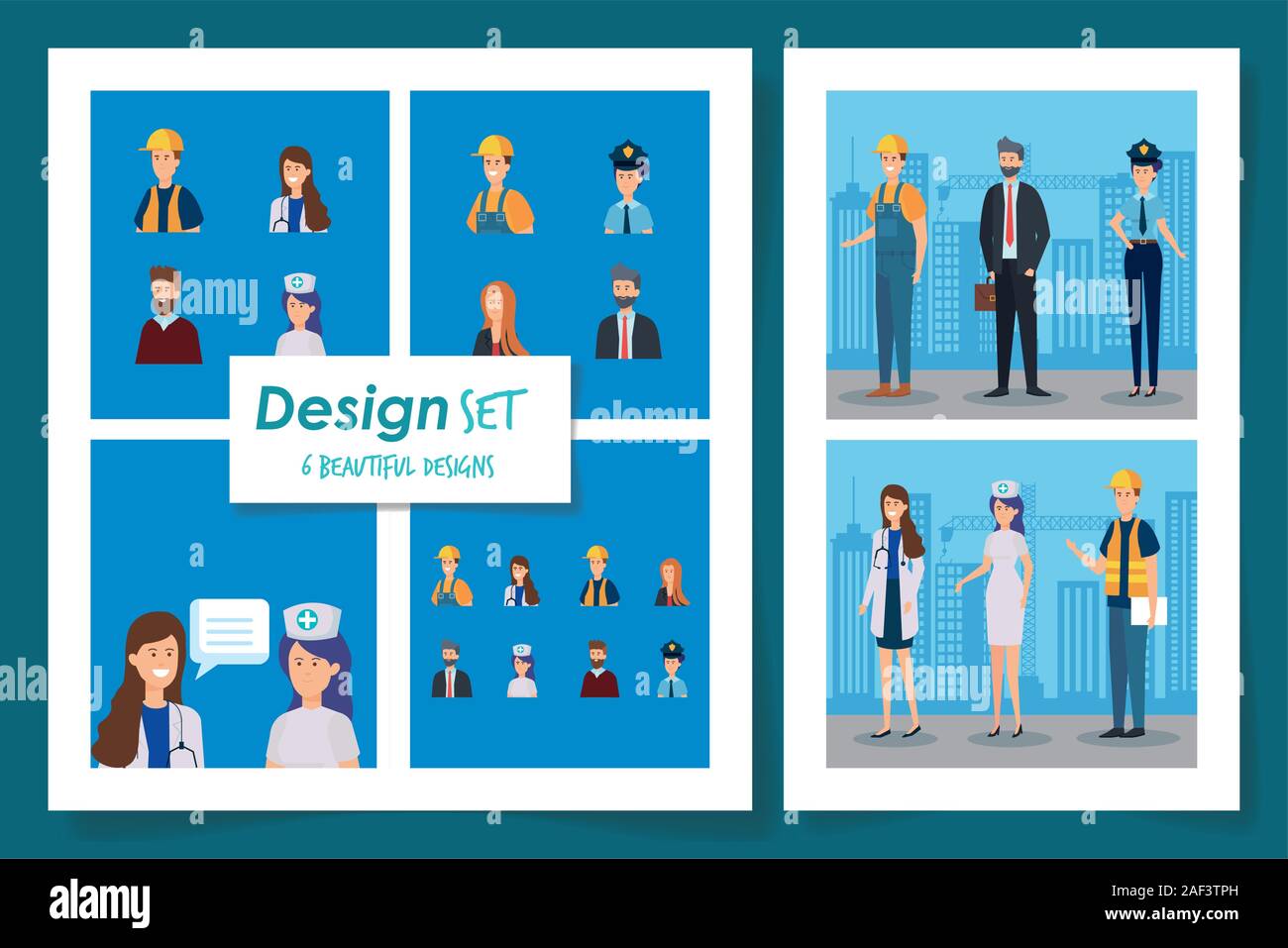 set five designs of professionals people Stock Vector Image & Art - Alamy