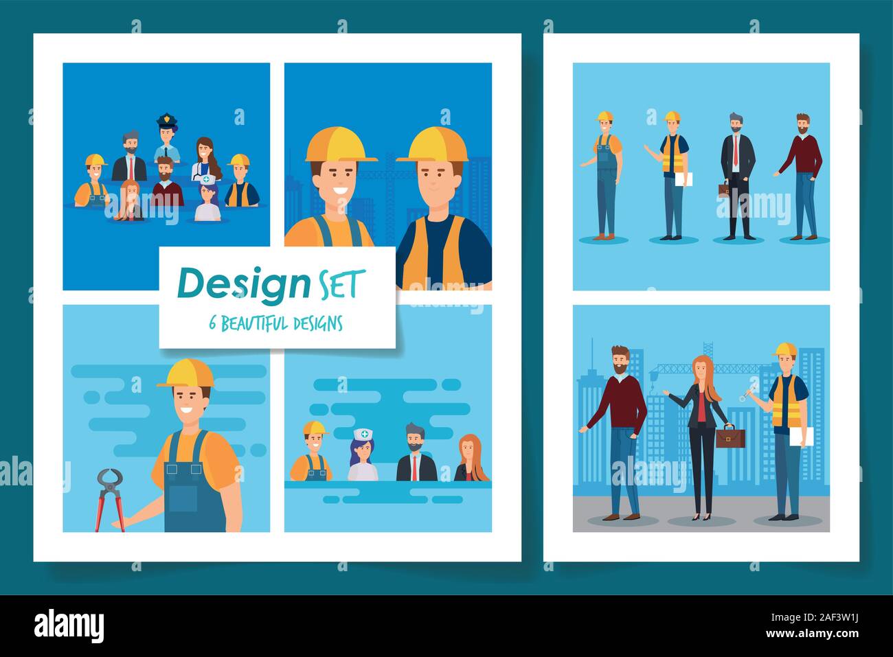 set five designs of professionals people Stock Vector Image & Art - Alamy