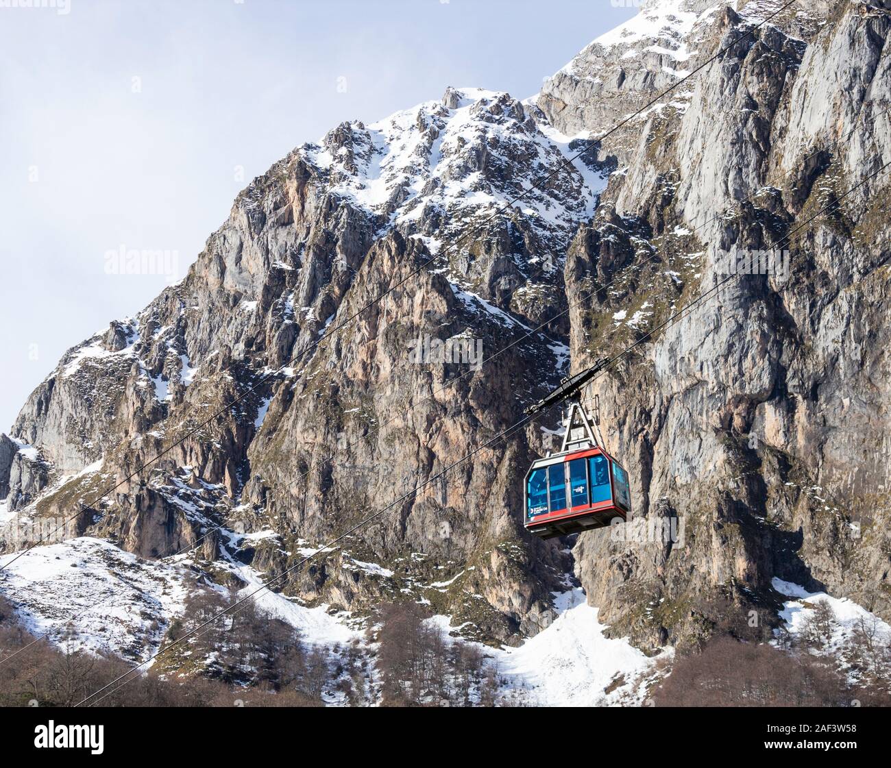Teleferico, cable car at Fuente De in Picos de Europa national park ...