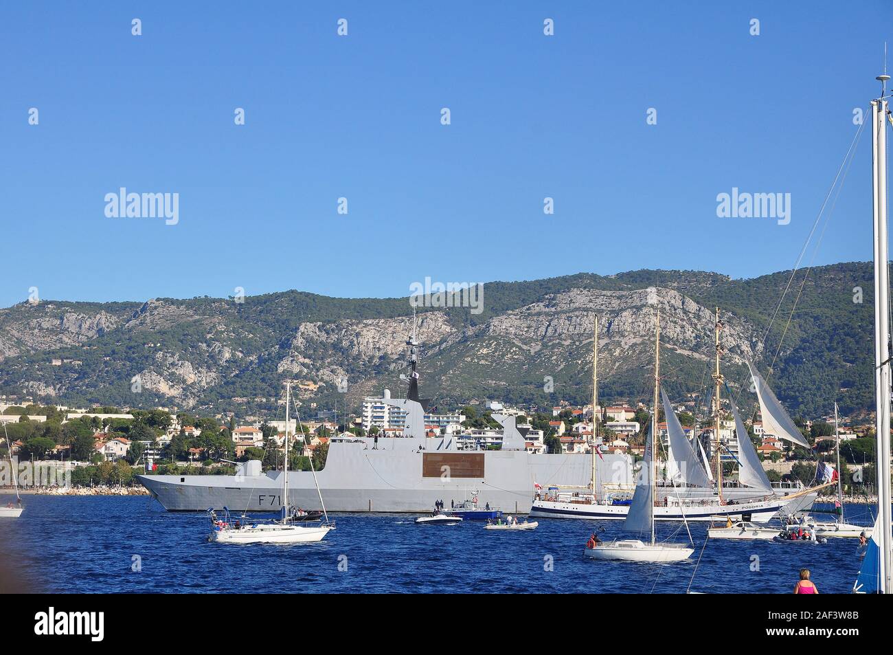 Ships of the french navy during parade at sea of legends sails inToulon ...
