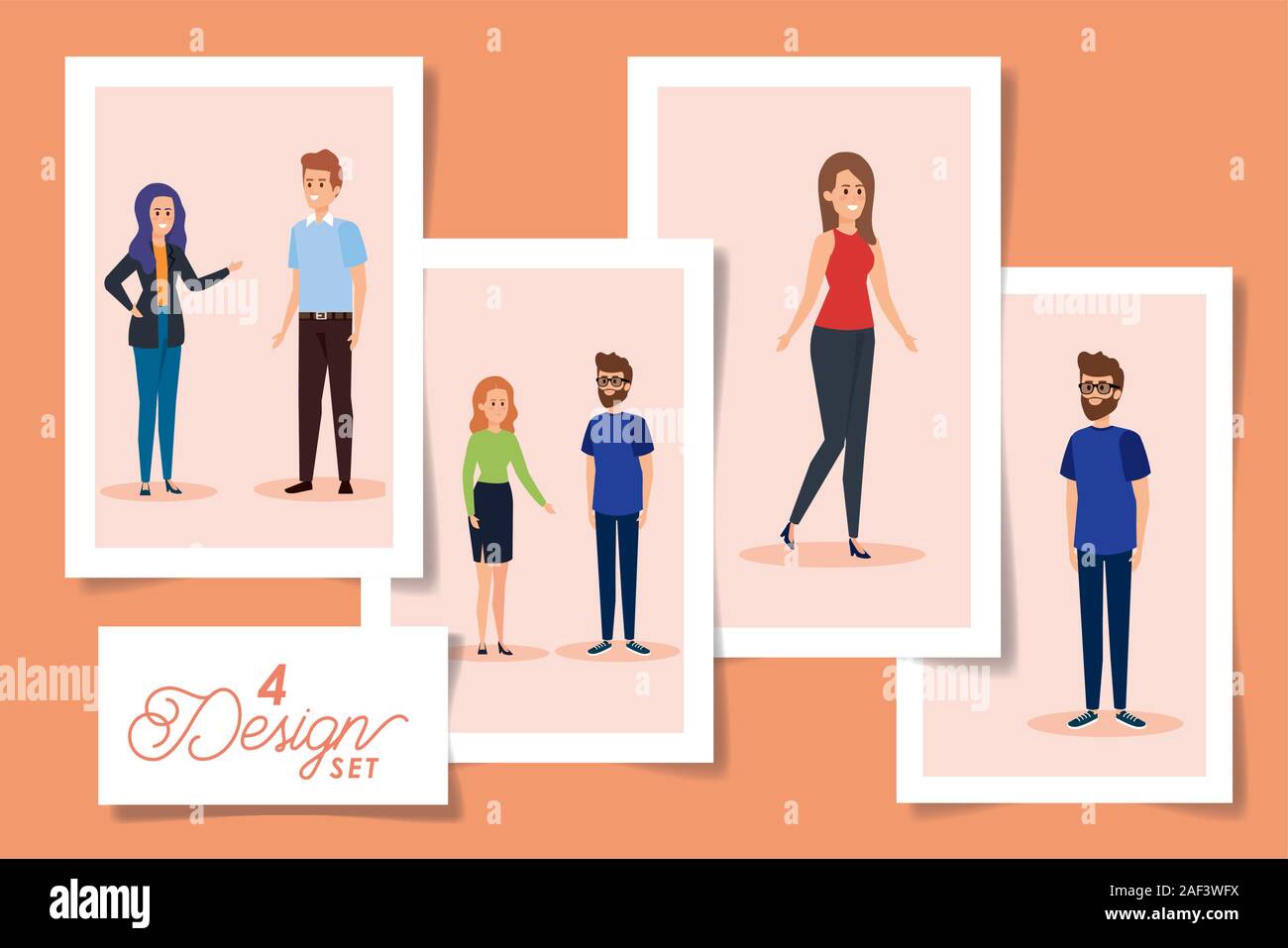 set four designs of young people Stock Vector Image & Art - Alamy