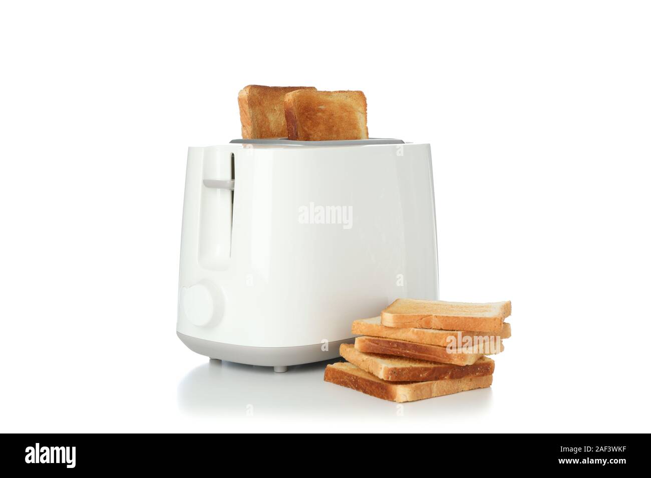 Toaster and bread slices isolated on white background Stock Photo - Alamy