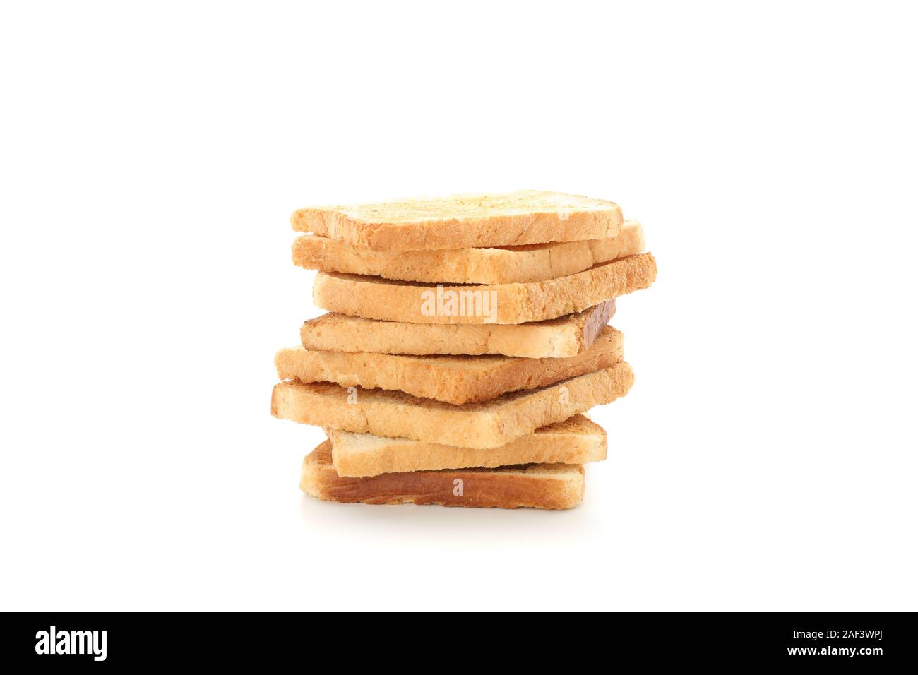 Stack of slices of bread toasts isolated on white background Stock ...