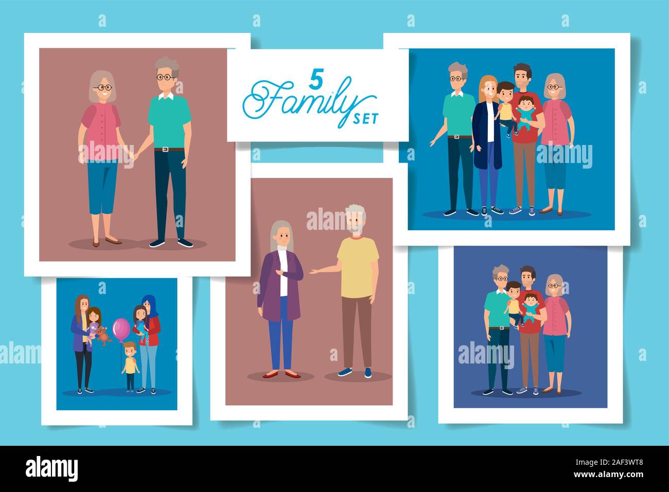 Five family members Stock Vector Images - Alamy