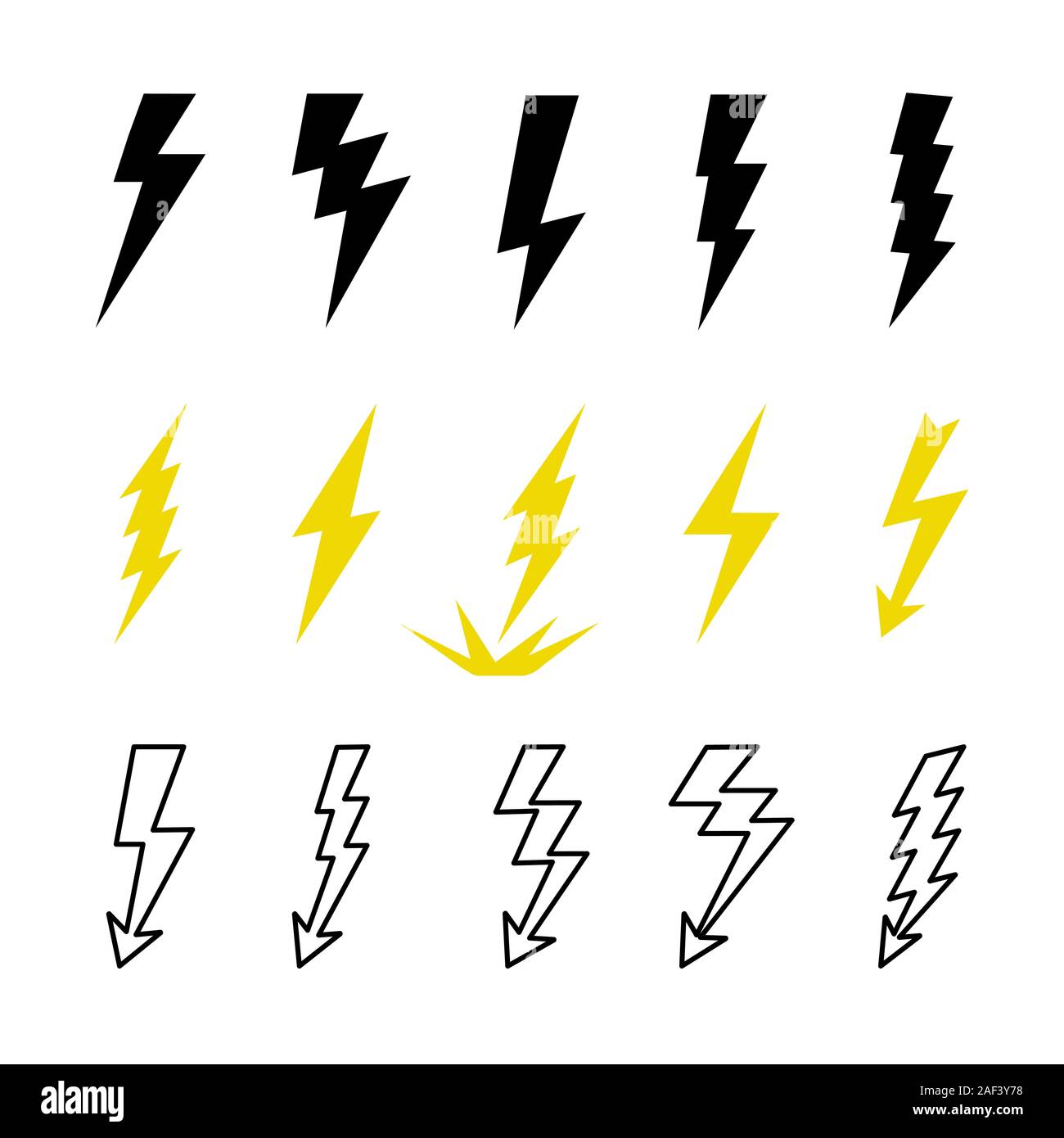 Lightning bolts vector logo set. Concept of energy and electricity ...