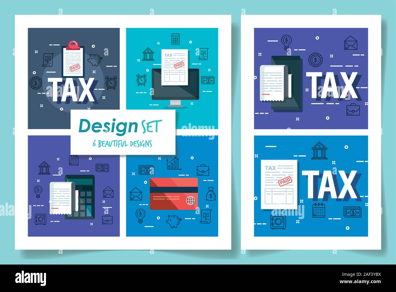 set six designs of tax and icons Stock Vector Image & Art - Alamy