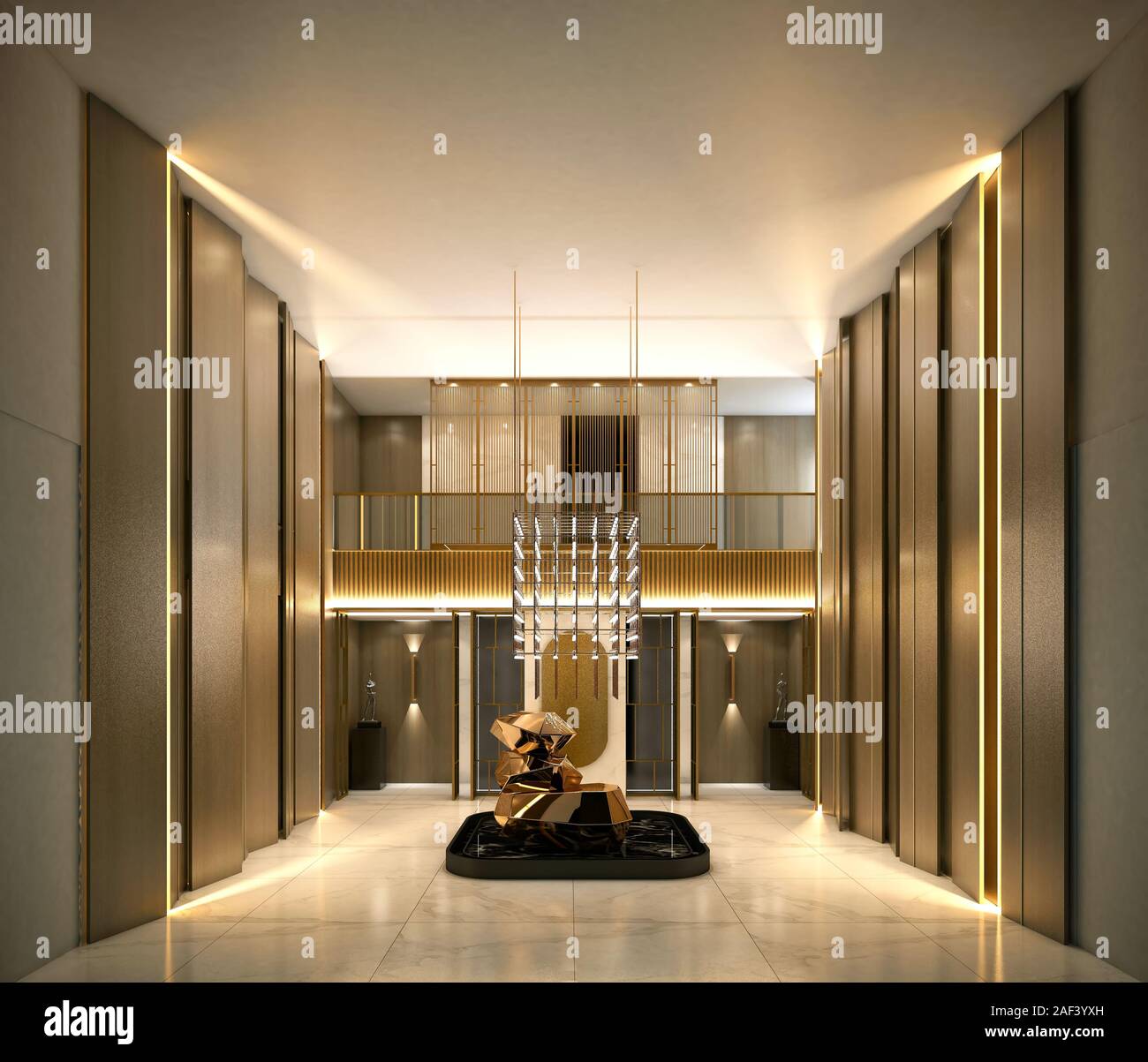 3d render luxury hotel lobby Stock Photo - Alamy