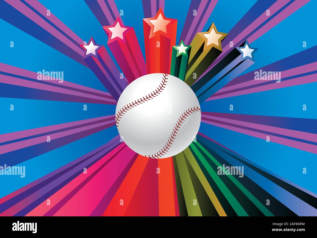 Colorful background with rays and baseball ball over it Stock Vector ...
