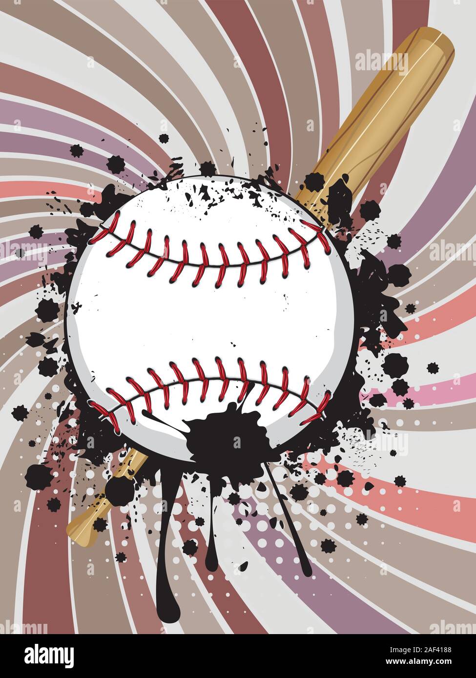 Detailed baseball ball on grunge background with colorful rays Stock ...