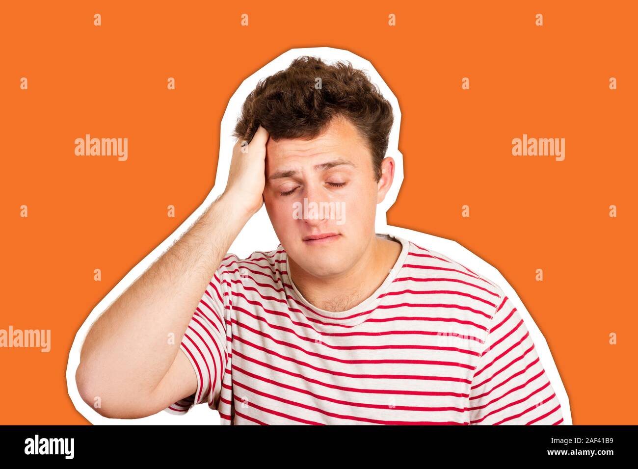 portrait of a crying man holding his head in despair. emotional man ...