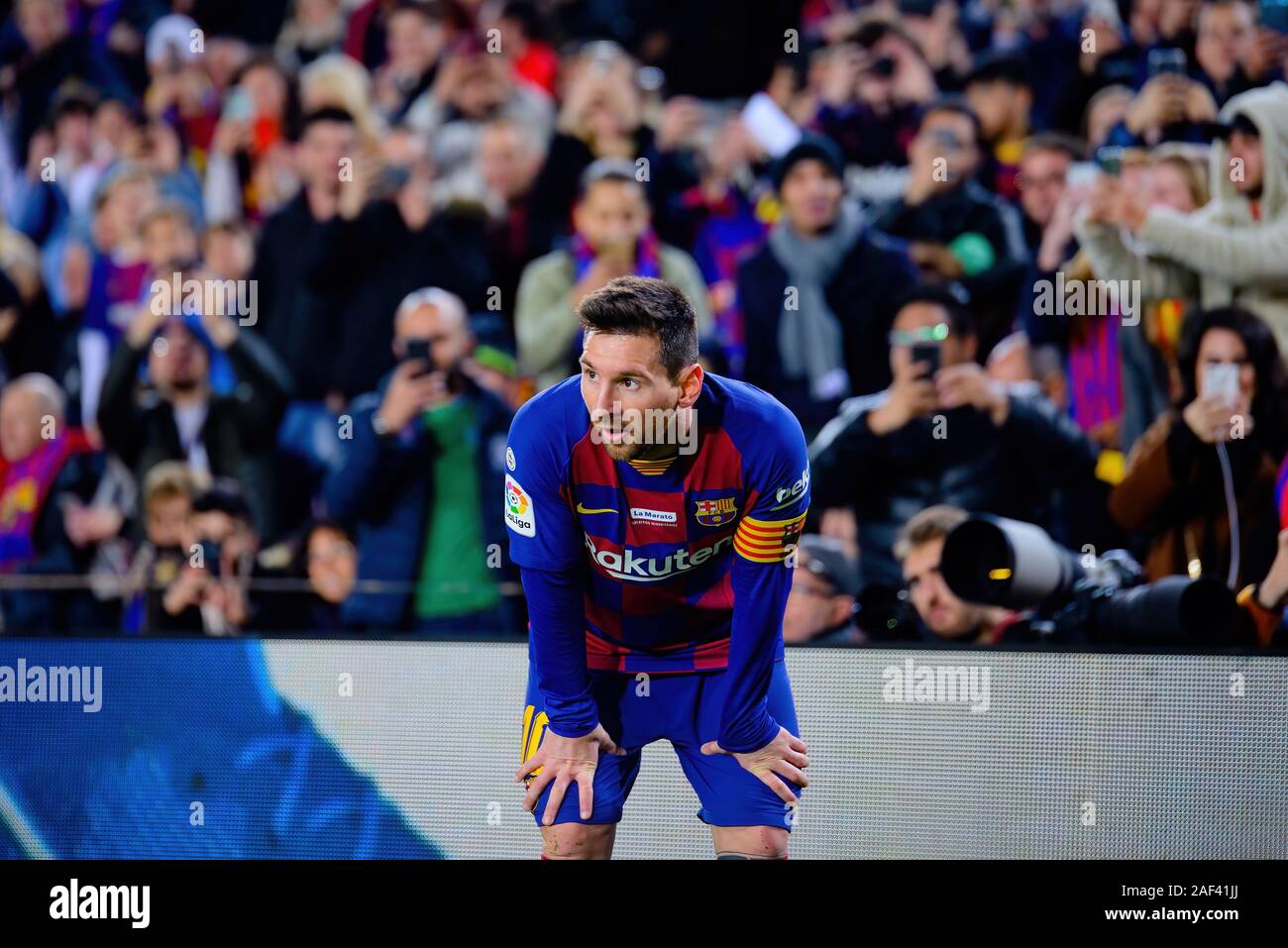 BARCELONA - DEC 7: Lionel Messi plays at the La Liga match between FC ...