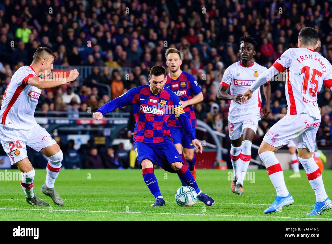 BARCELONA - DEC 7: Lionel Messi plays at the La Liga match between FC ...