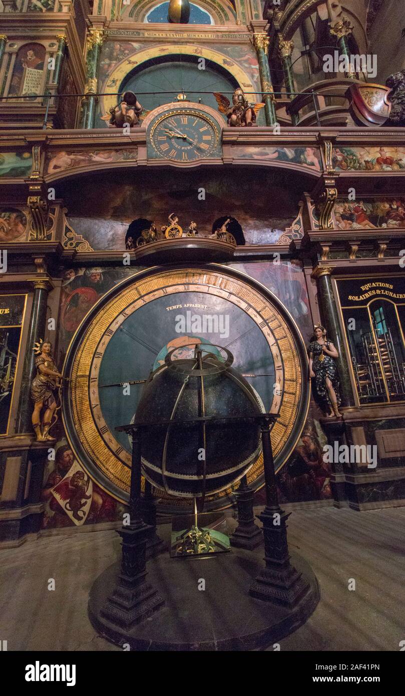The Astronomical clock inside Notre-Dame de Strasbourg, Alsace France ...