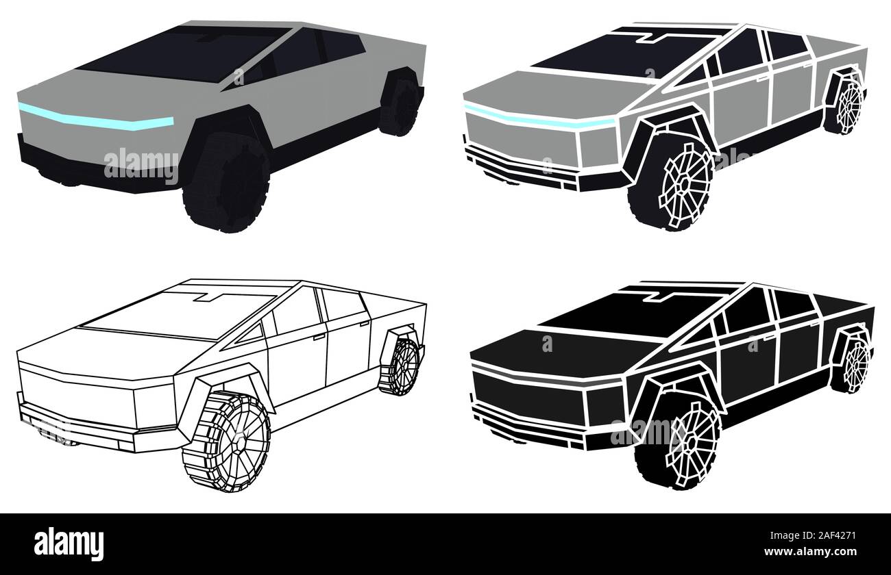 Cybertruck. Electric vehicle in perspective view Stock Vector Image ...