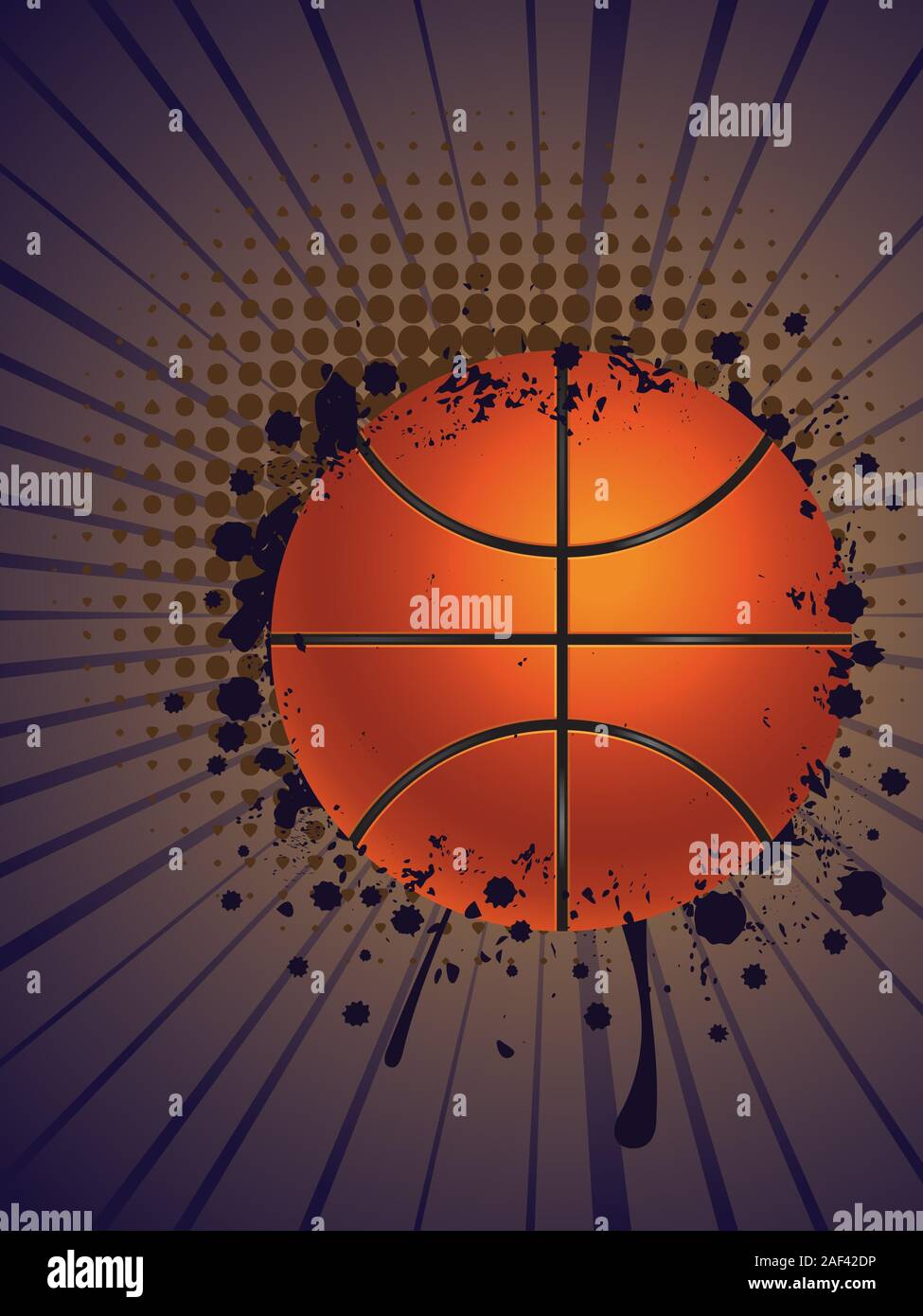 Retro rays and basketball ball, sport background Stock Vector Image ...