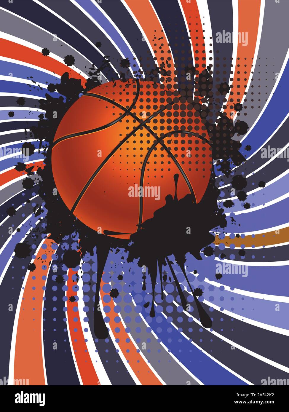 Retro rays and basketball ball, sport background Stock Vector Image ...