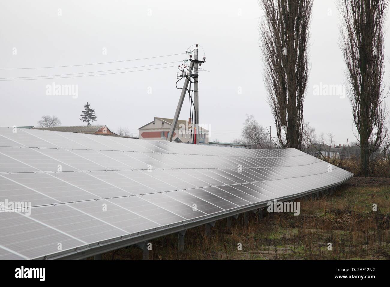 Installation of solar panels. Solar panel produces green ...