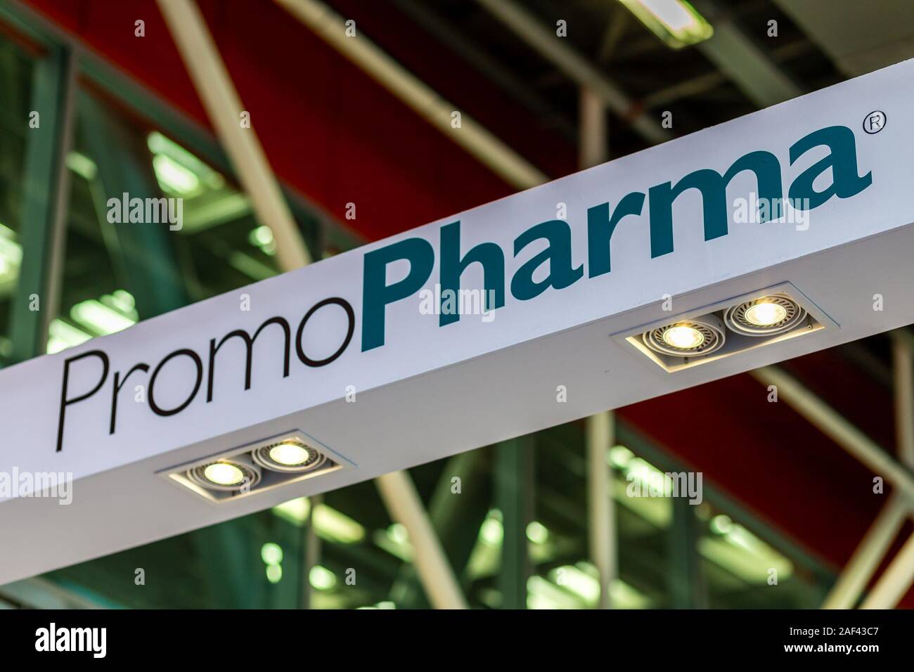BOLOGNA (BO), ITALY - APRIL 12, 2019: light is enlightening PROMOPHARMA ...
