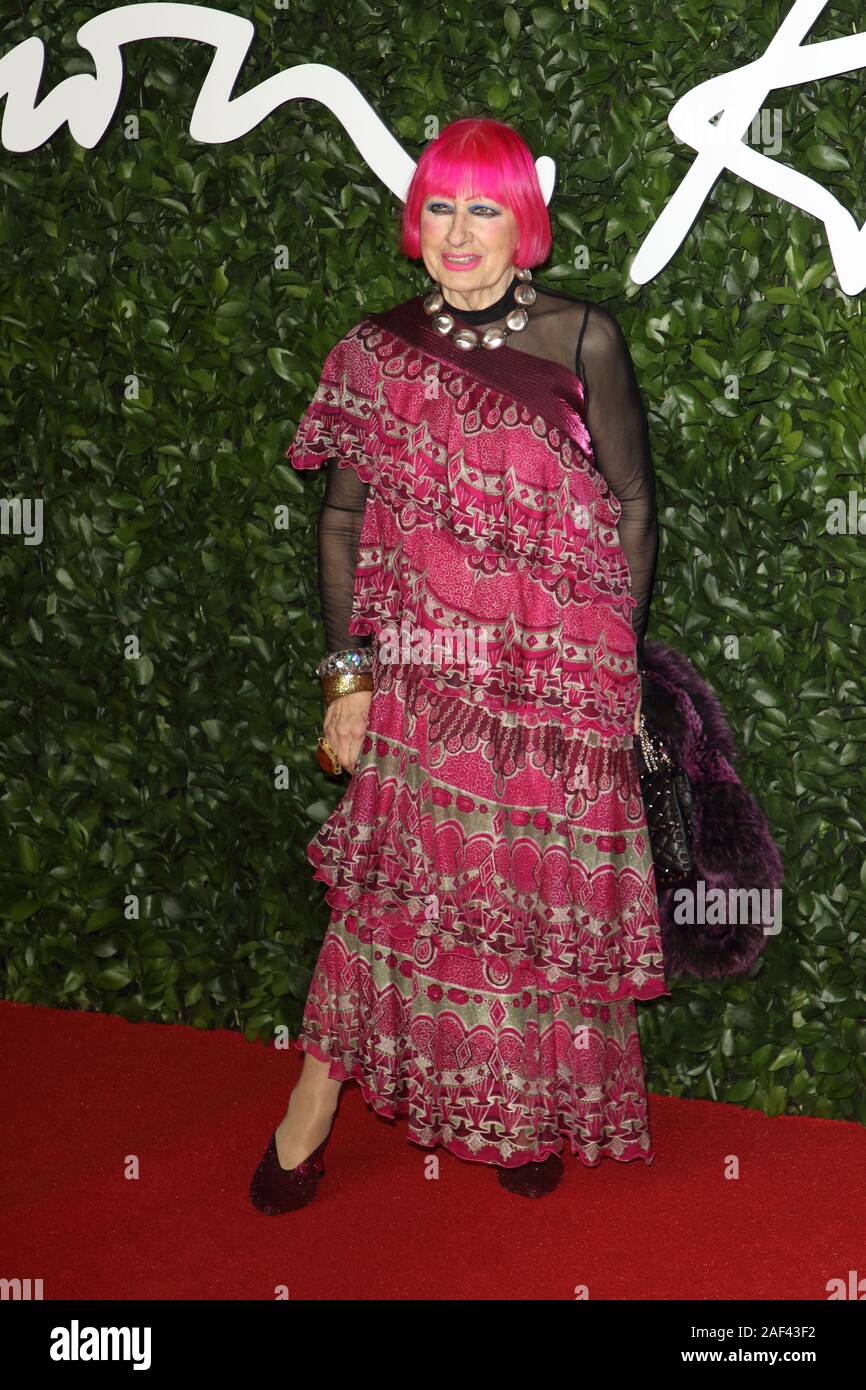 London, UK. Zandra Rhodes at the Fashion Awards 2019, at Royal Albert ...