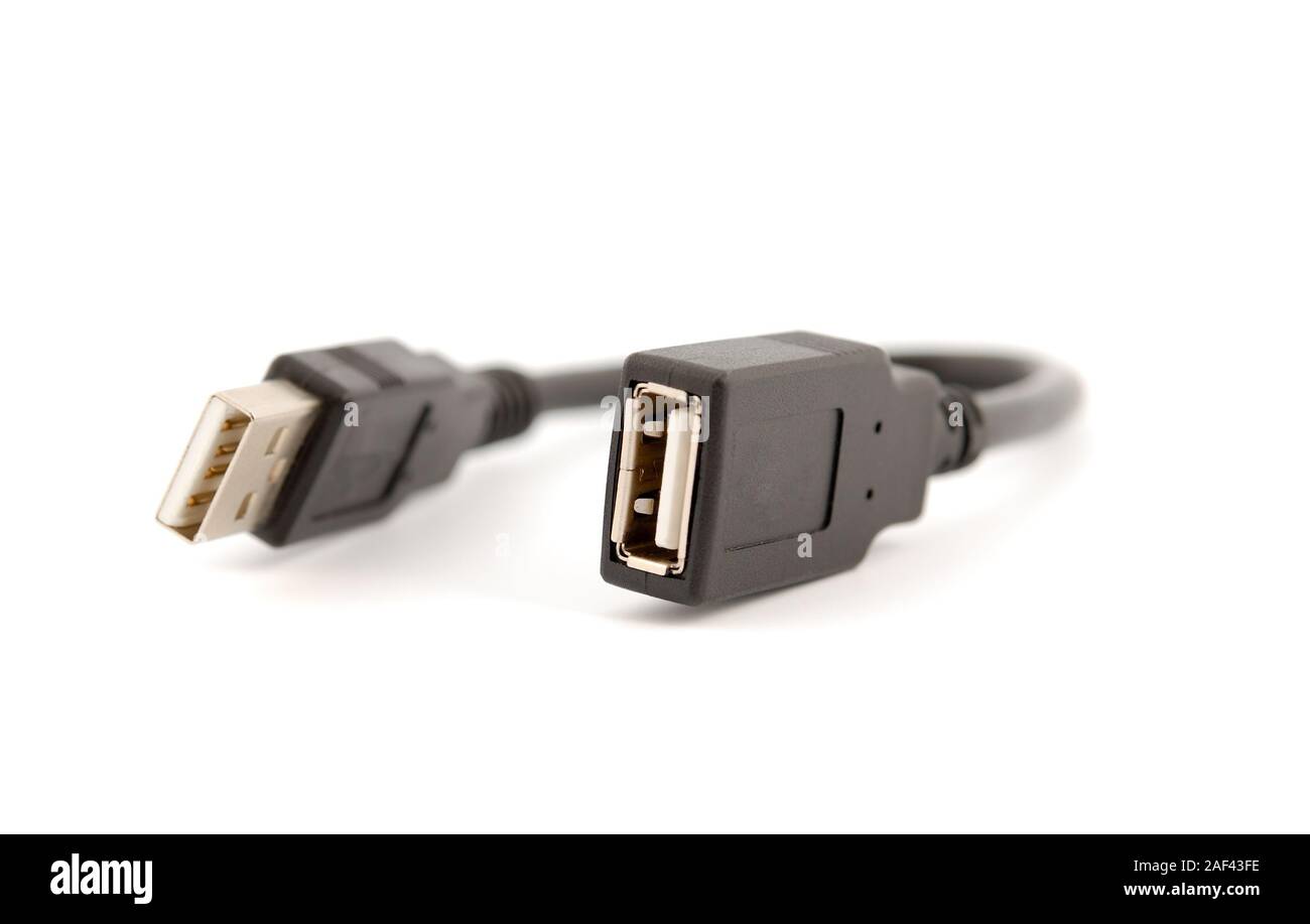 USB (Universal Serial Bus) connectors, cable. Isolated on white ...