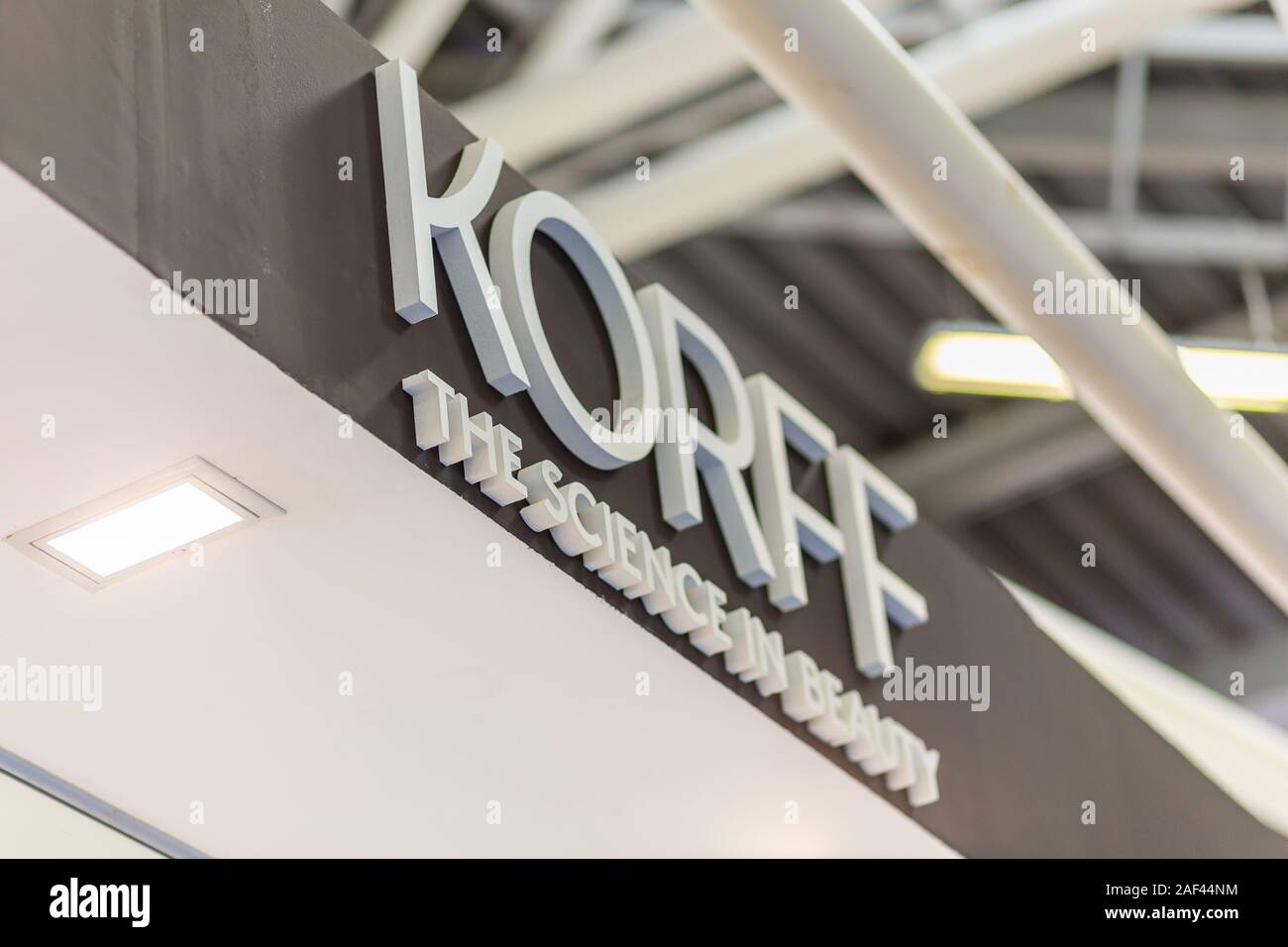 BOLOGNA (BO), ITALY - APRIL 12, 2019: light is enlightening KORFF logo ...