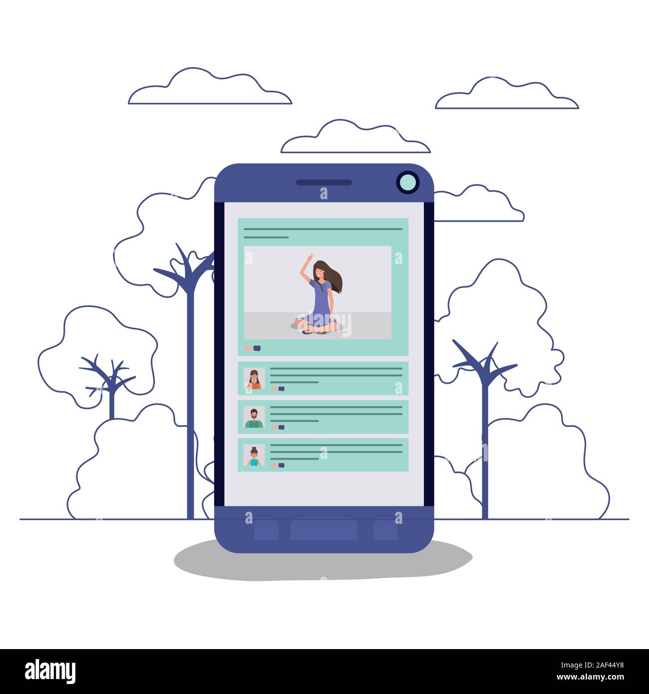 Smartphone and avatar woman vector design Stock Vector Image & Art - Alamy