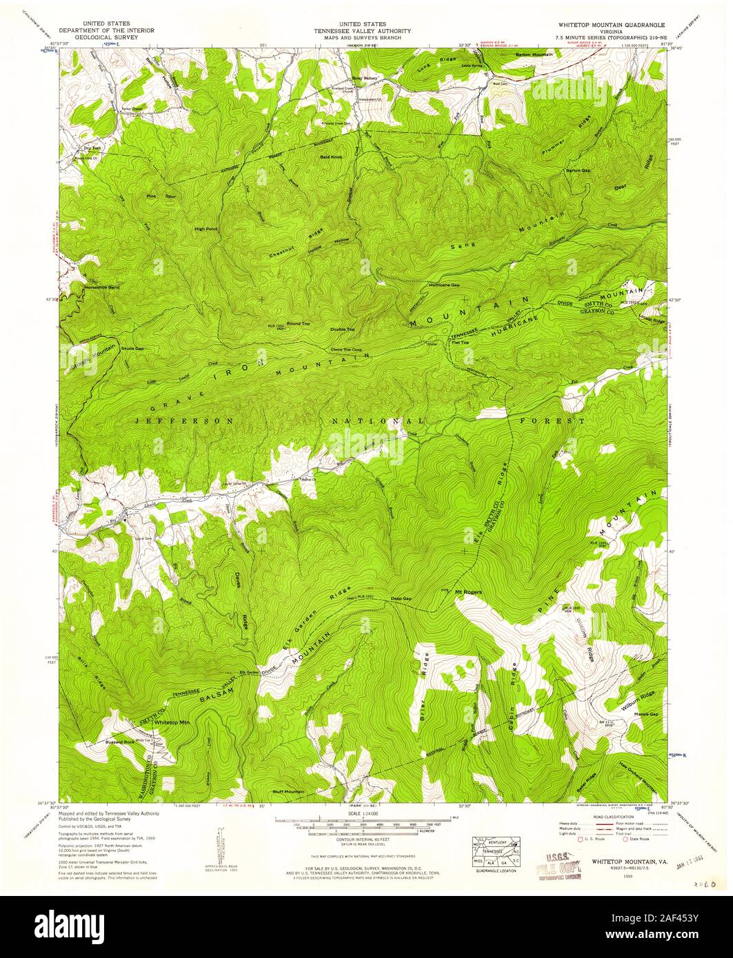 VA Whitetop Mountain 187204 1959 24000 Stock Photo - Alamy