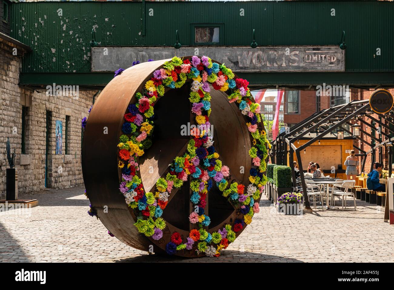Peace sculpture in Toronto's distillery district. Ontario, Canada Stock ...