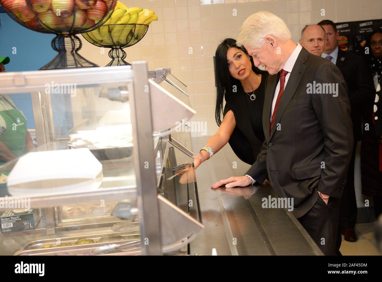 Former us president bill clinton visits nyc high school hi-res stock ...
