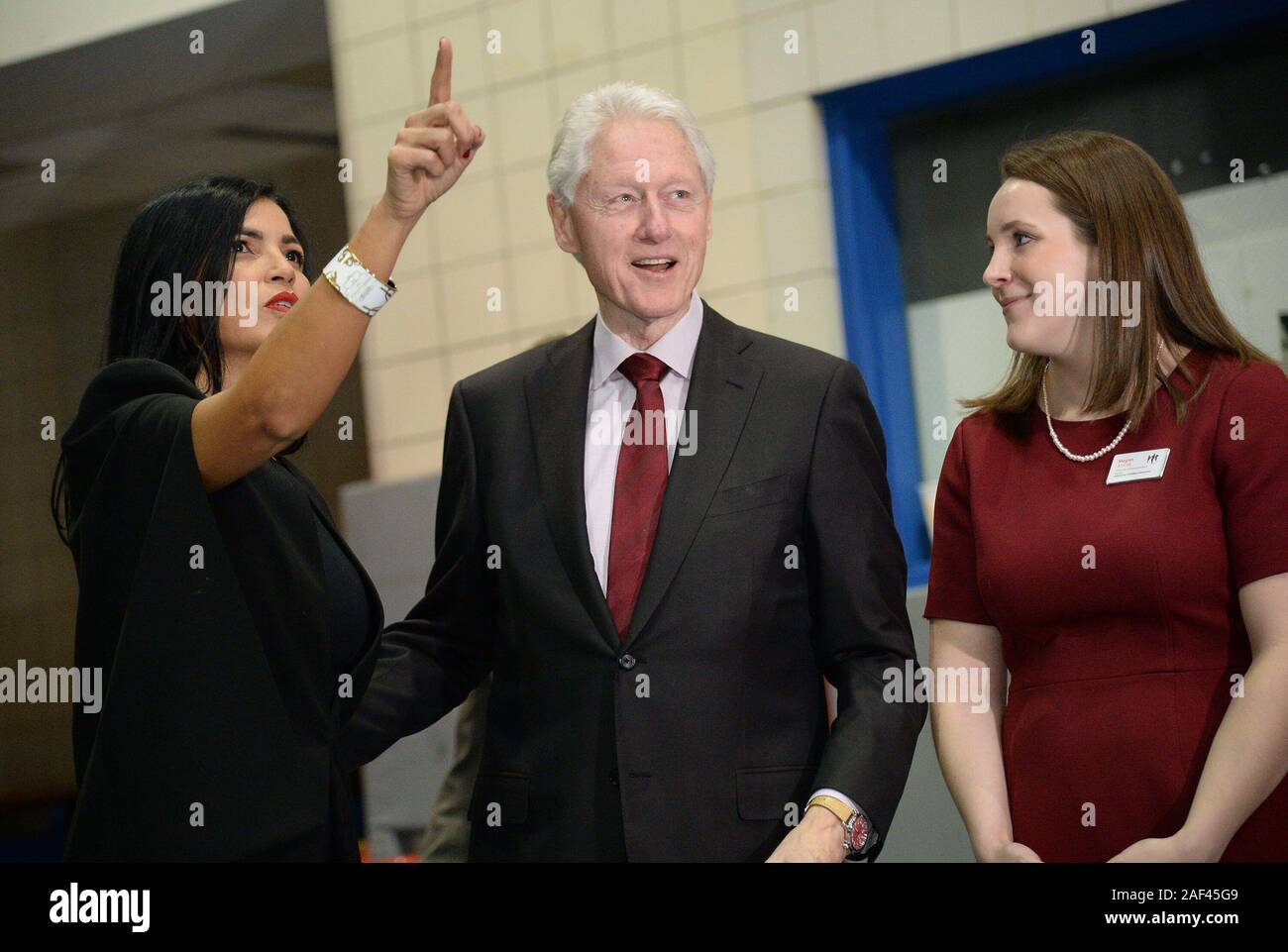 Former us president bill clinton visits nyc high school hi-res stock ...