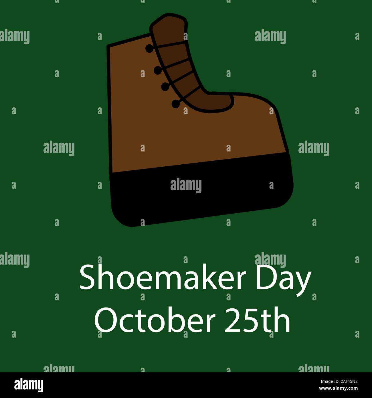 Shoemaker Day October 25th. cartoon boot on green background. vector ...