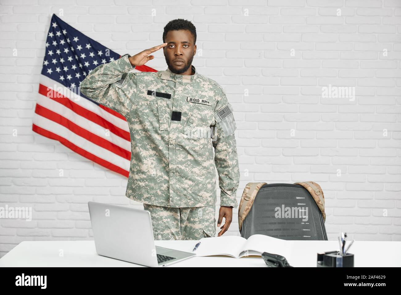 American standing on front sign hi-res stock photography and images - Alamy