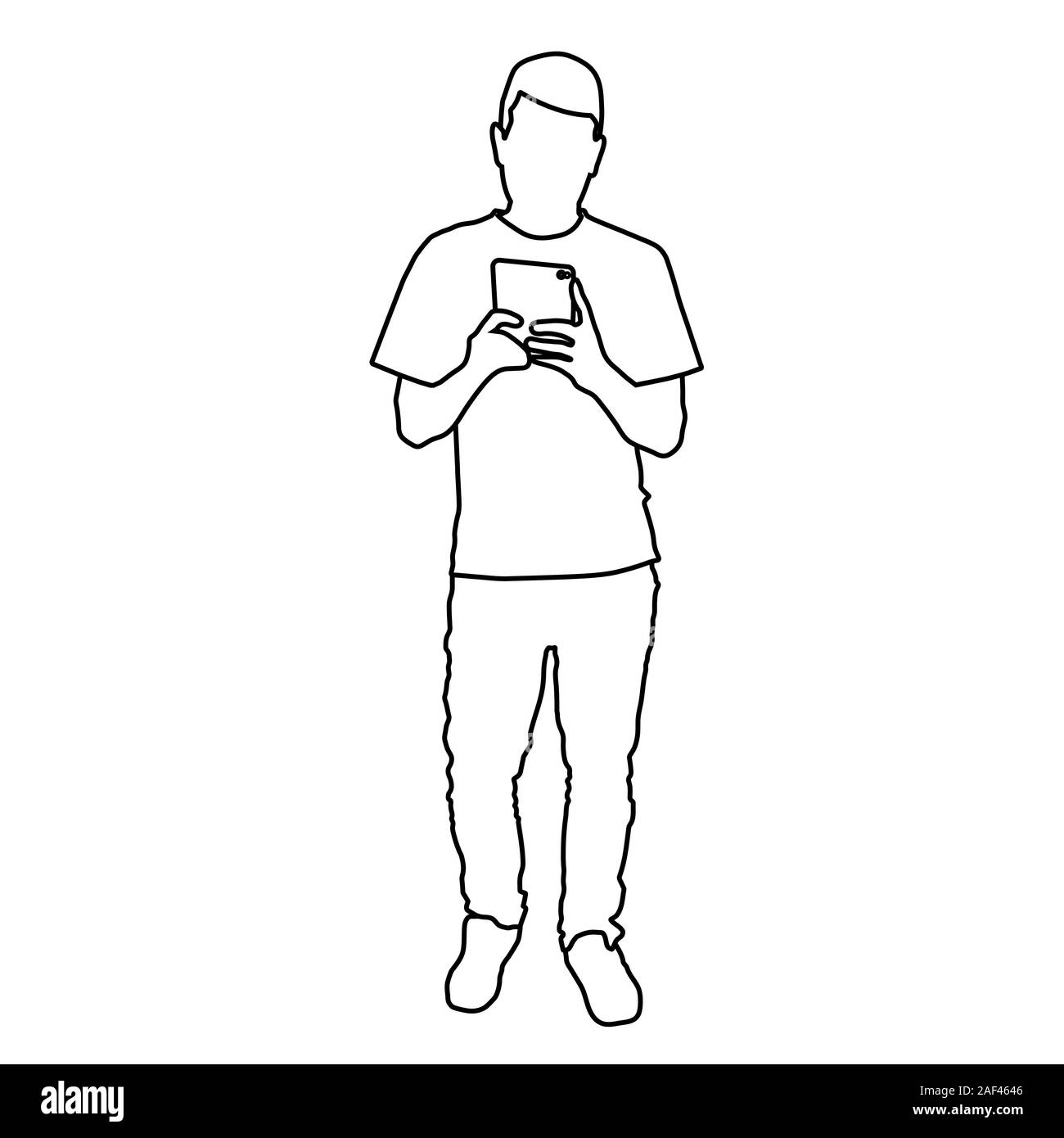 man taking full length selfie in the mirror. Isolated stock outline ... man taking full length selfie in the mirror. Isolated stock outline ...